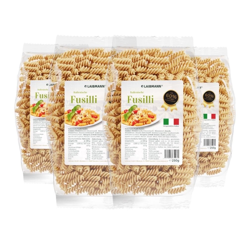 Lower-Carb Fusilli Nudeln – keto, proteinreich – Sparpakete – Laibmann ...